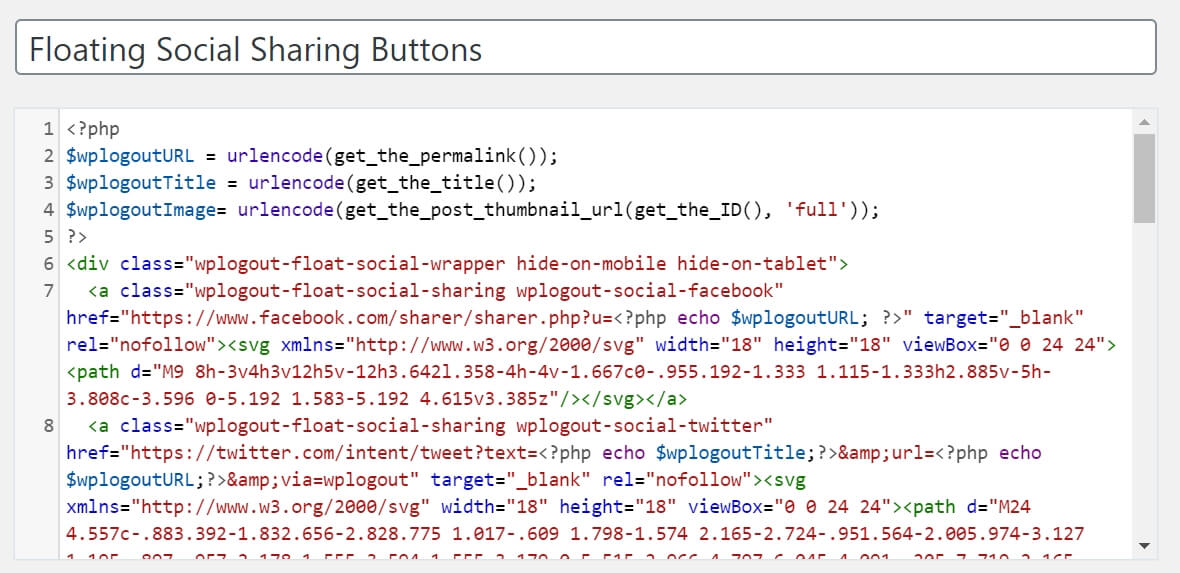 Create Floating Social Sharing Buttons in GeneratePress without Plugin