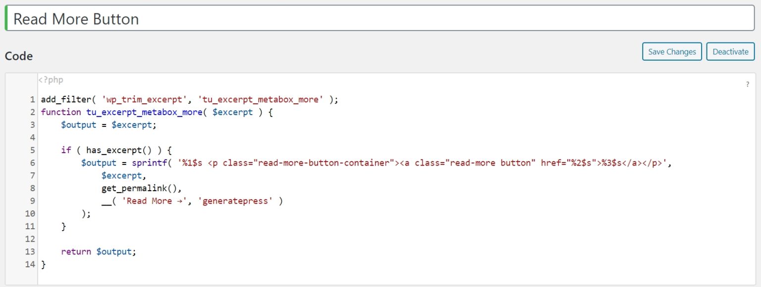 How to Customize Read More Button in GeneratePress Theme?