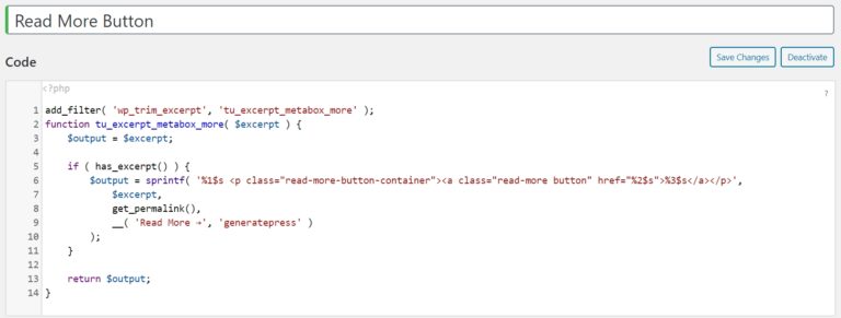 How to Customize Read More Button in GeneratePress Theme?