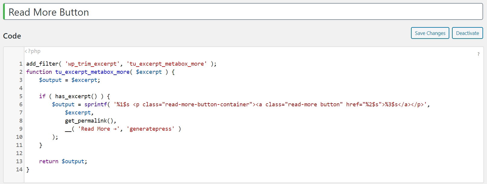 How to Customize Read More Button in GeneratePress Theme?