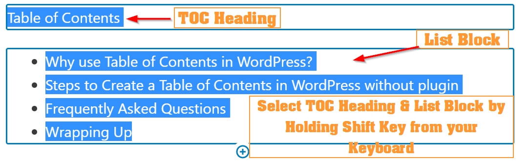 How to Create a Table of Contents in WordPress without plugin?