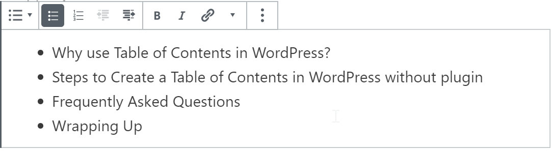 How to Create a Table of Contents in WordPress without plugin?