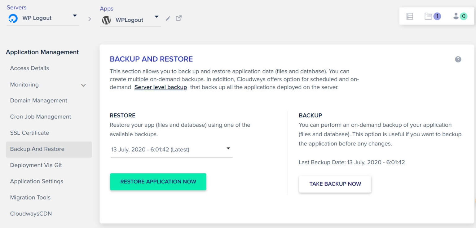 How to Backup Server on Cloudways? - WPLogout
