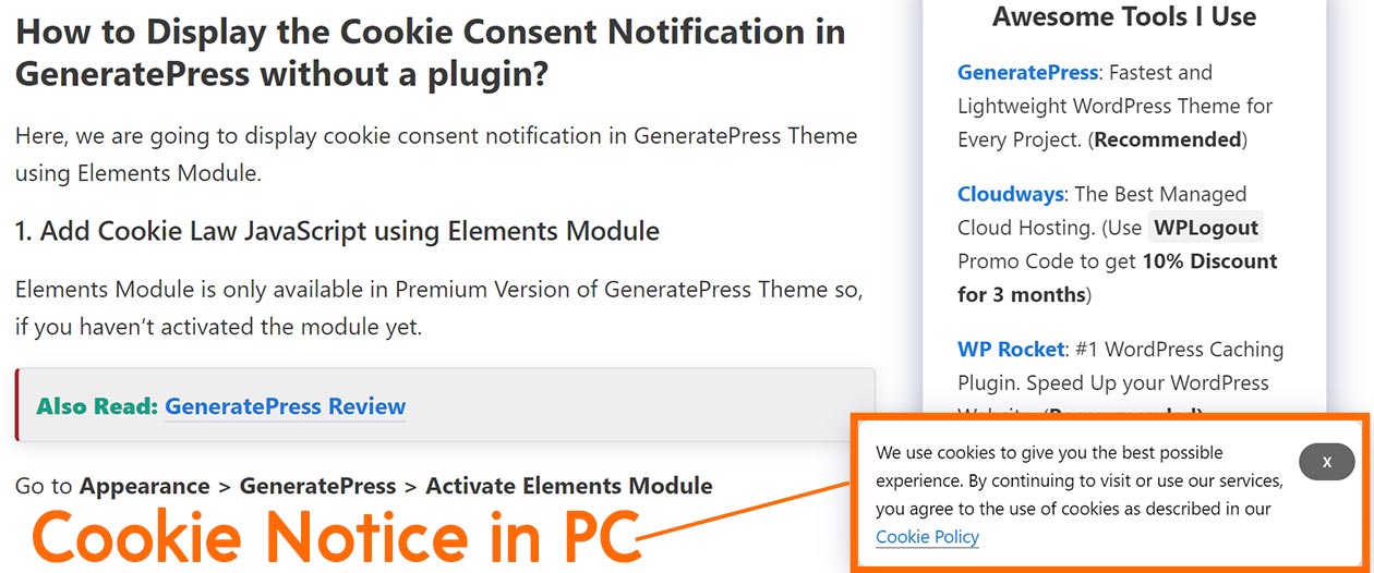 How to Add Cookie Notice in WordPress without a plugin? - WPLogout