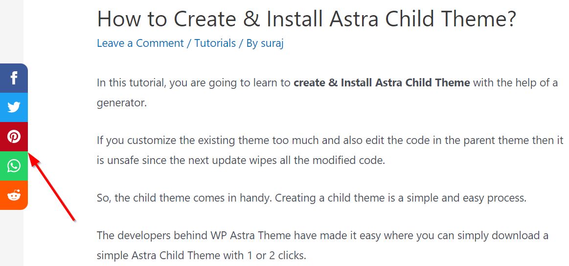 How To Add Floating Social Sharing Buttons In Astra Theme