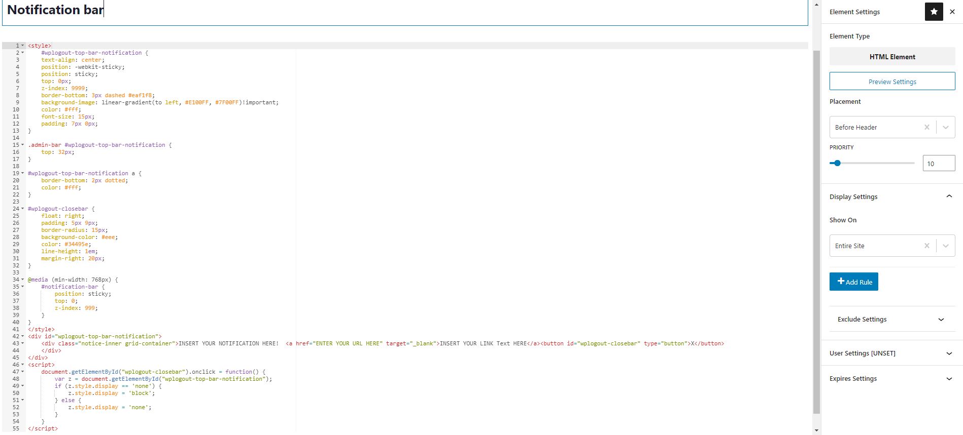 How to Create a Notification Bar in Kadence Theme? - WPLogout